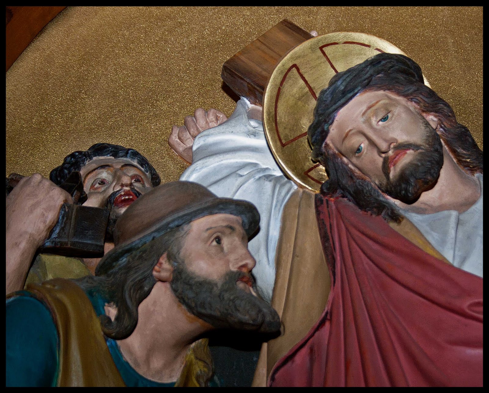 Cross Tipped Churches: Simon of Cyrene carries the cross