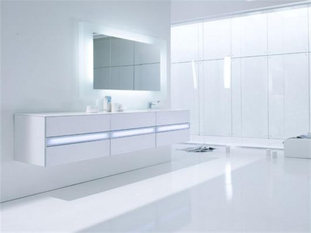 Bathroom Design: Modern White Bathroom Vanity Set Design