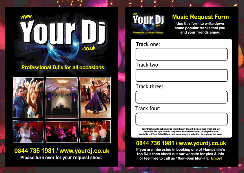 BOGFROG DESIGN & PRINT: Your DJ - Request Slips Bogfrog Graphic Design ...