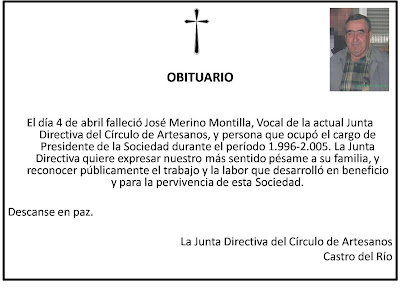 Círculo de Artesanos: Obituario