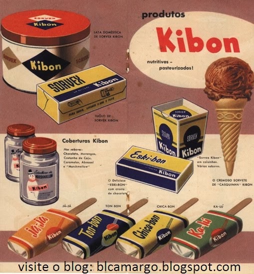 ANOS DOURADOS: IMAGENS & FATOS: IMAGENS - Alimento/Bebida: Sorvete "KIBON"