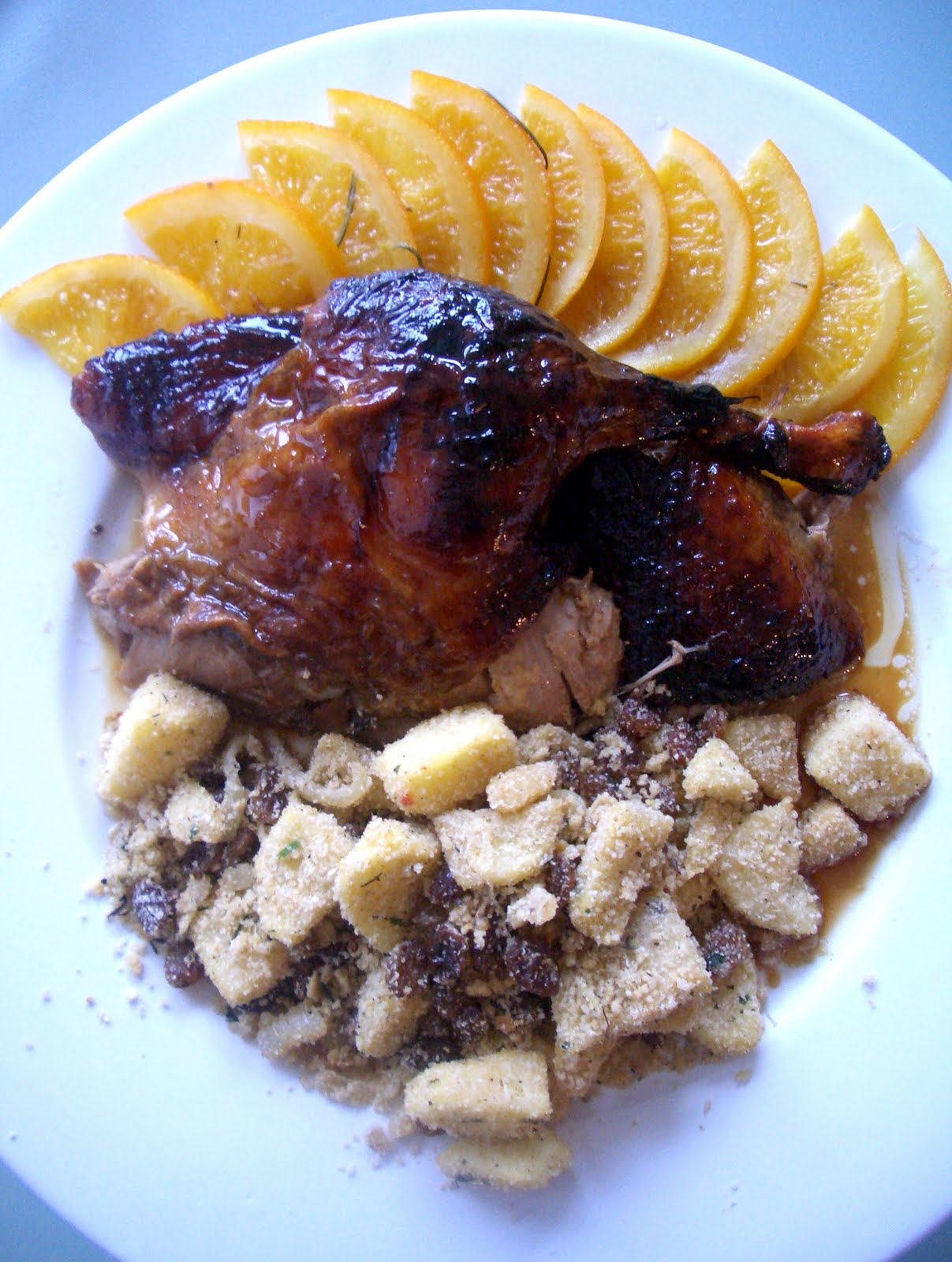 Softs e Receitas: Pato à francesa com laranja, e farofa de maçãs