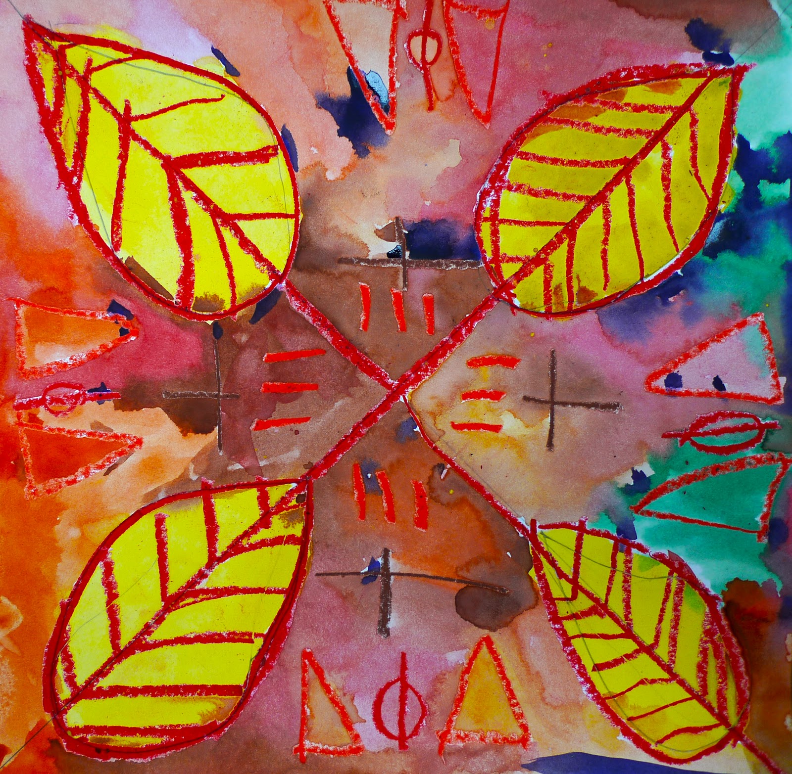 pezzettino: Radial Symmetry Leaf Painting