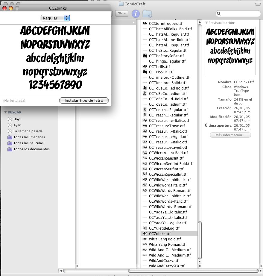 tTeknow-phaggyah: Tipos de letra en MAC OS X