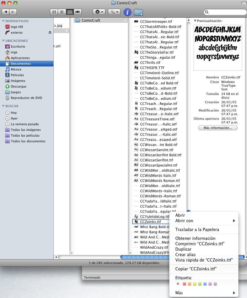 tTeknow-phaggyah: Tipos de letra en MAC OS X