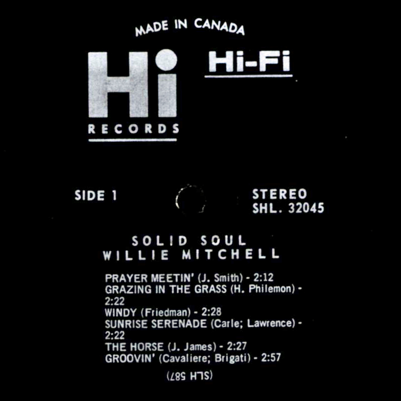 I Got Your Back!: Willie Mitchell - Solid Soul 1968