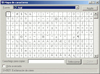 Informatica: Mapa de Caracteres
