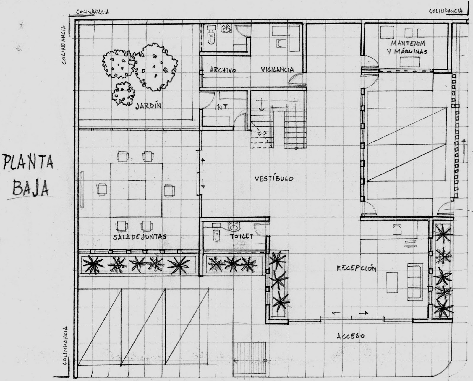 ARQ. ALEJANDRO ARCE CH.: CROQUIS A MANO ALZADA DEL DESPACHO ARQUITECTÓNICO