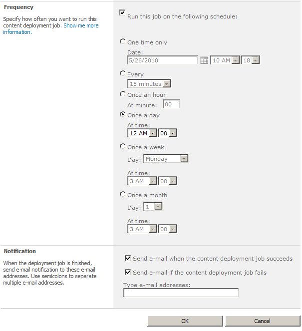 SharePoint Learning Curve: SharePoint 2010 Content Deployment Jobs Missing Deployment Options ...