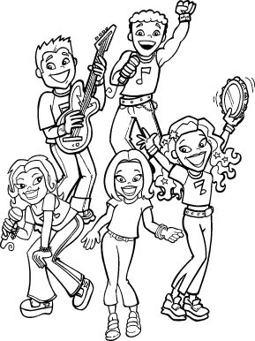 Hi 5 Group Colouring Pages Sketch Coloring Page