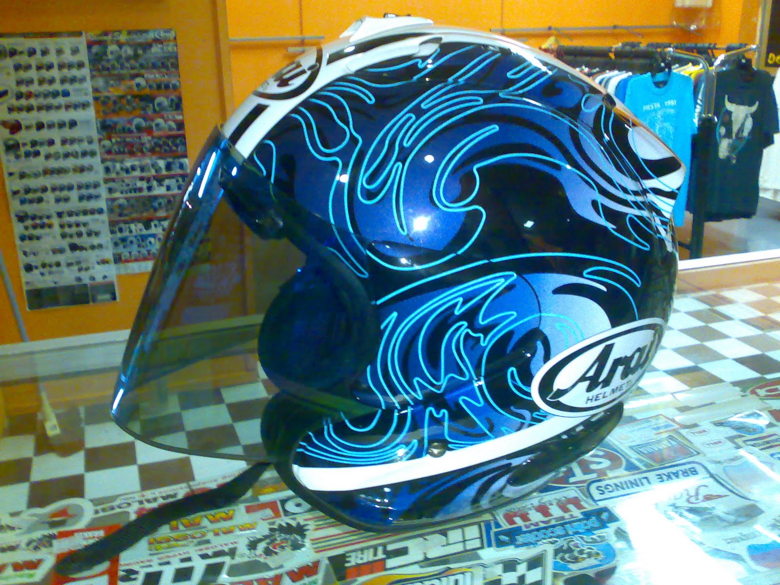 KOBERT GALLERY: ARAI RAM 3 RIPTIDE BIRU SIZE M SECOND SIAP VISOR RAINBOW