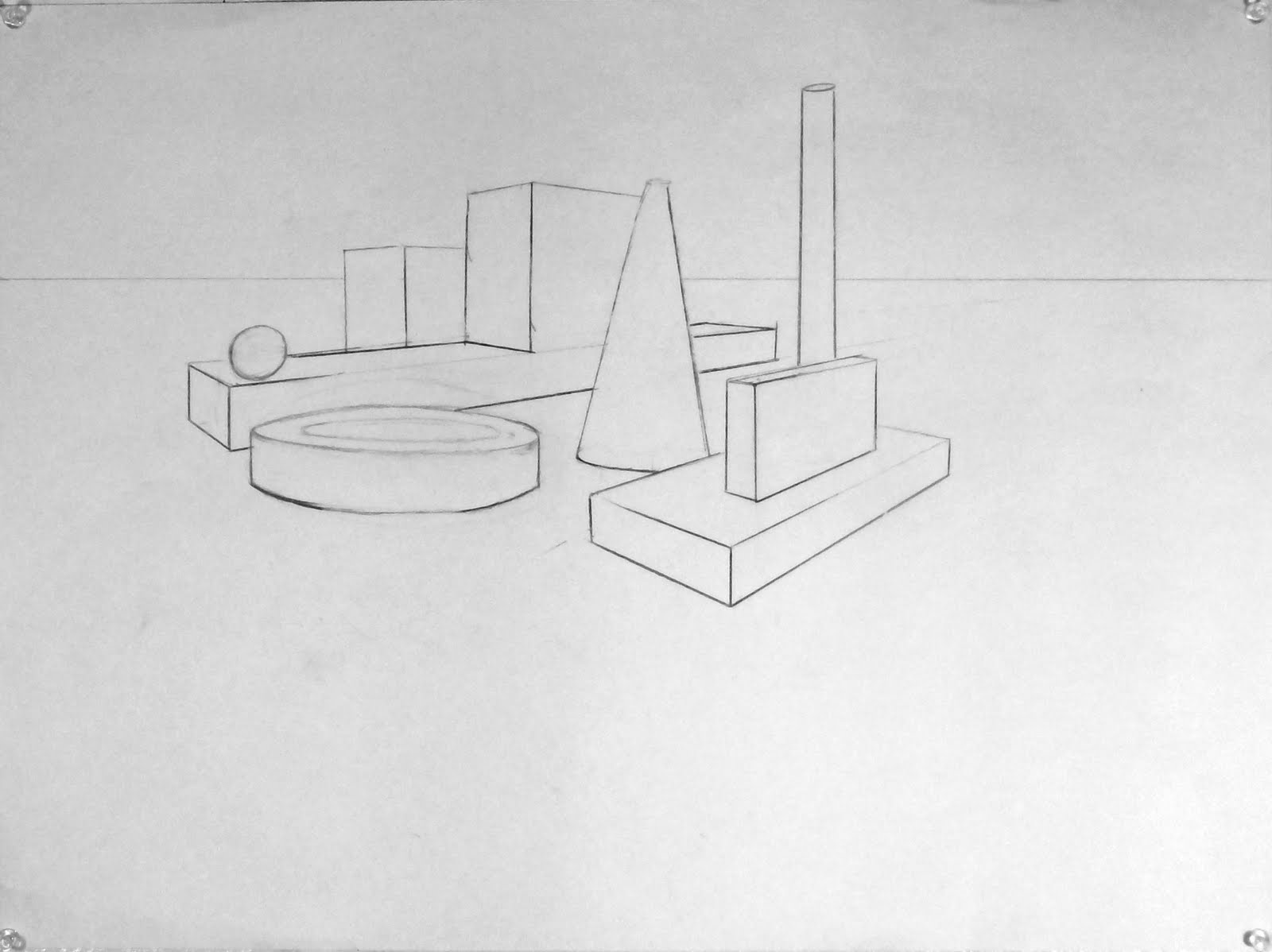 FD 100B: Examples Of 2-Point Perspective Still Life Drawings