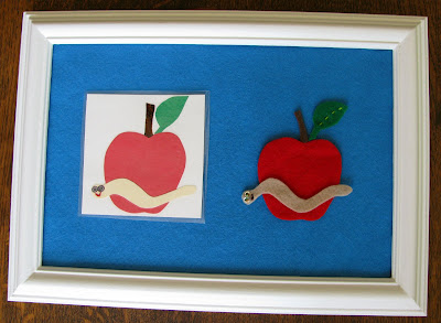 itty bitty love: matching objects to pictures - apples and worms!