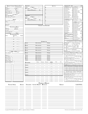 Printable Rifts Character Sheets