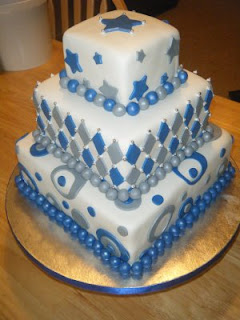 Cassy's Cakes: Blue and Sliver Graduation Cake