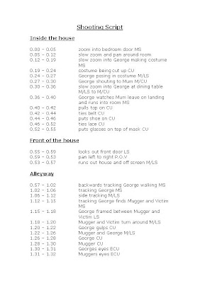 Film Studies A2: Shooting Script