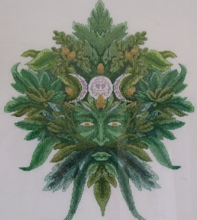 The Way Through the Forest: Green Man Cross Stitch