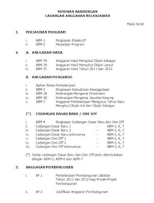 PANDUAN PENYEDIAAN ANGGARAN BAJET: Format ABM-1