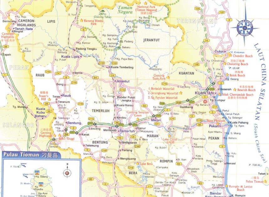 Malaysia Travel Guide And Map: Map Of Pahang | Kuantan