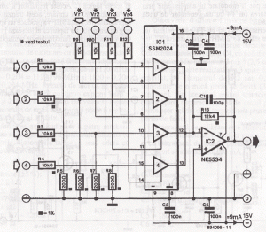 electronic component datasheets: 4 channels mixer voltage controlled