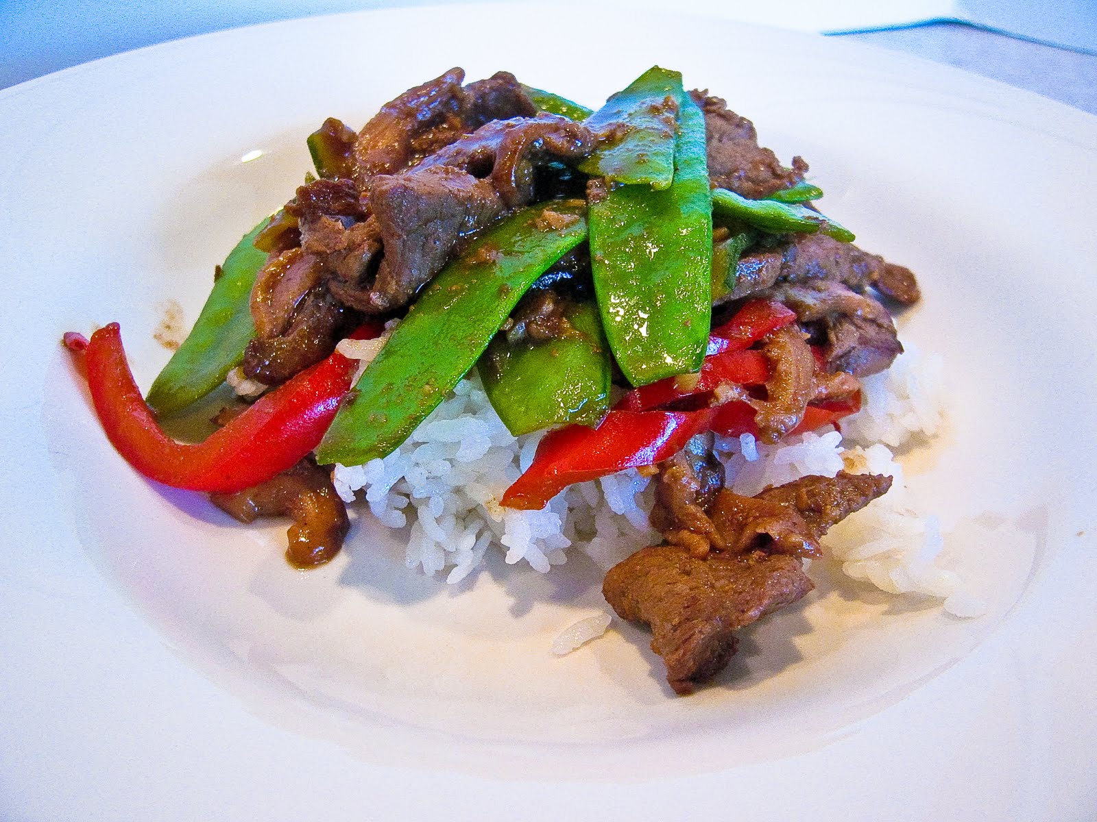 Stir Fried Miso Beef with Mushrooms & Pea Pods - The Spiced Life
