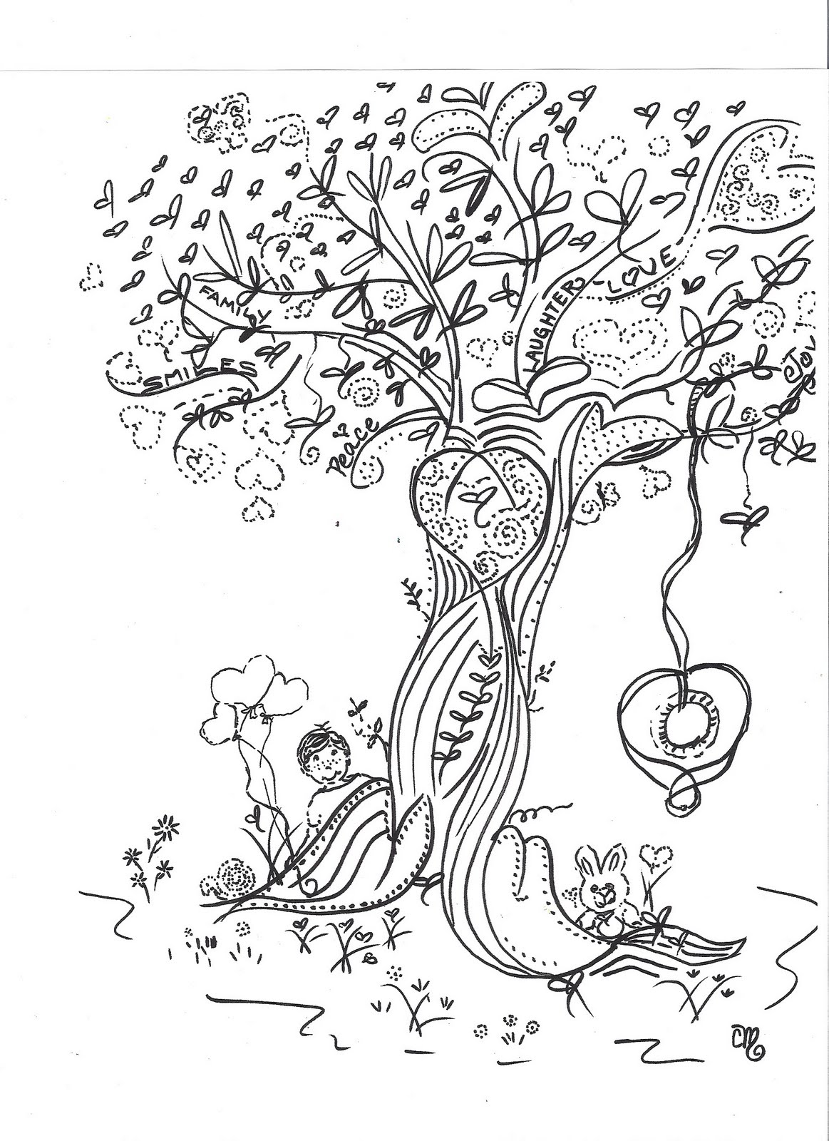 Tree Swing Coloring Pages Sketch Coloring Page