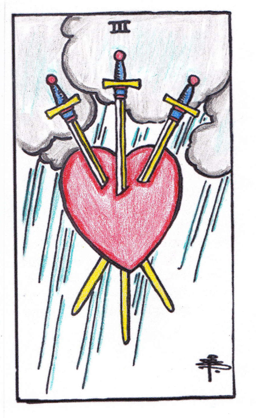 Seventy Eight Seeds: Colour-in Tarot: 3 of Swords