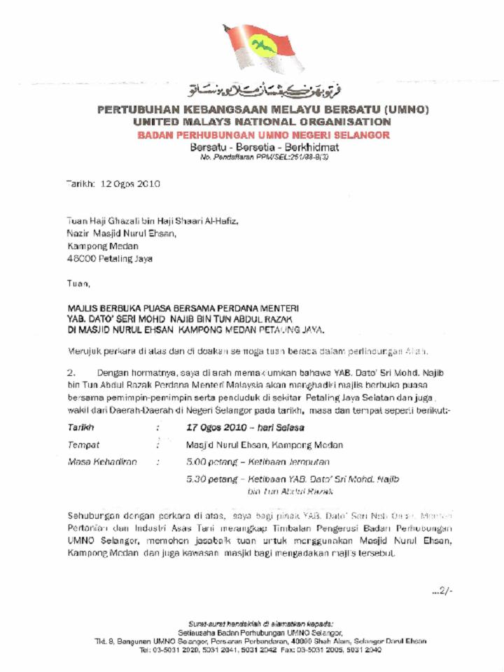 Contoh Surat Sokongan Umno - Contoh Surat