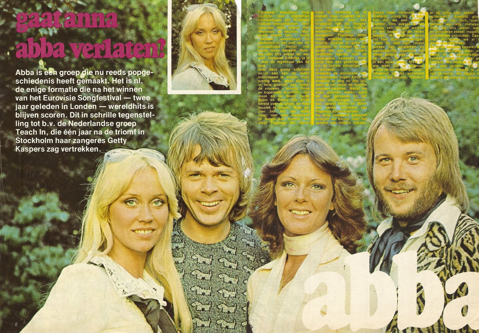 ABBA The Articles: Popshop, May 1976: Is Anna going to leave ABBA?