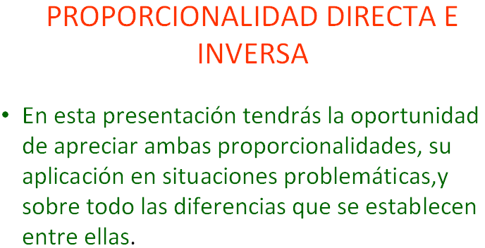 razon y proporcion: proporcionalidad directa e inversa