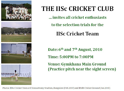 IISc Cricket: Selection Trials