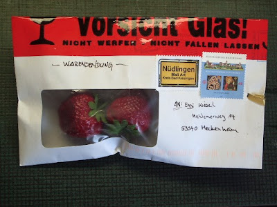 arriving and outgoing mail art: outgoing strawberry dummies to Eggi ...