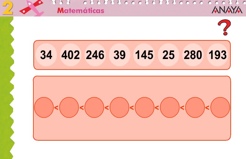 Actividades de Matemáticas 1er CICLO Primaria: Ordenar números