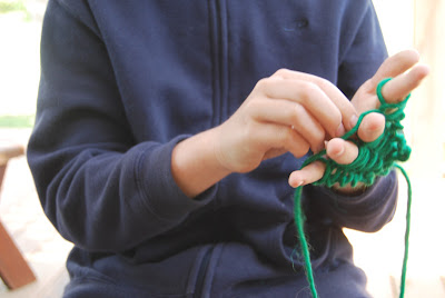 unschool plus: playing with yarn, part 2 (finger knitting)