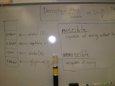 Mr. Williams 6th Grade Science Blog: Liquid Density Column