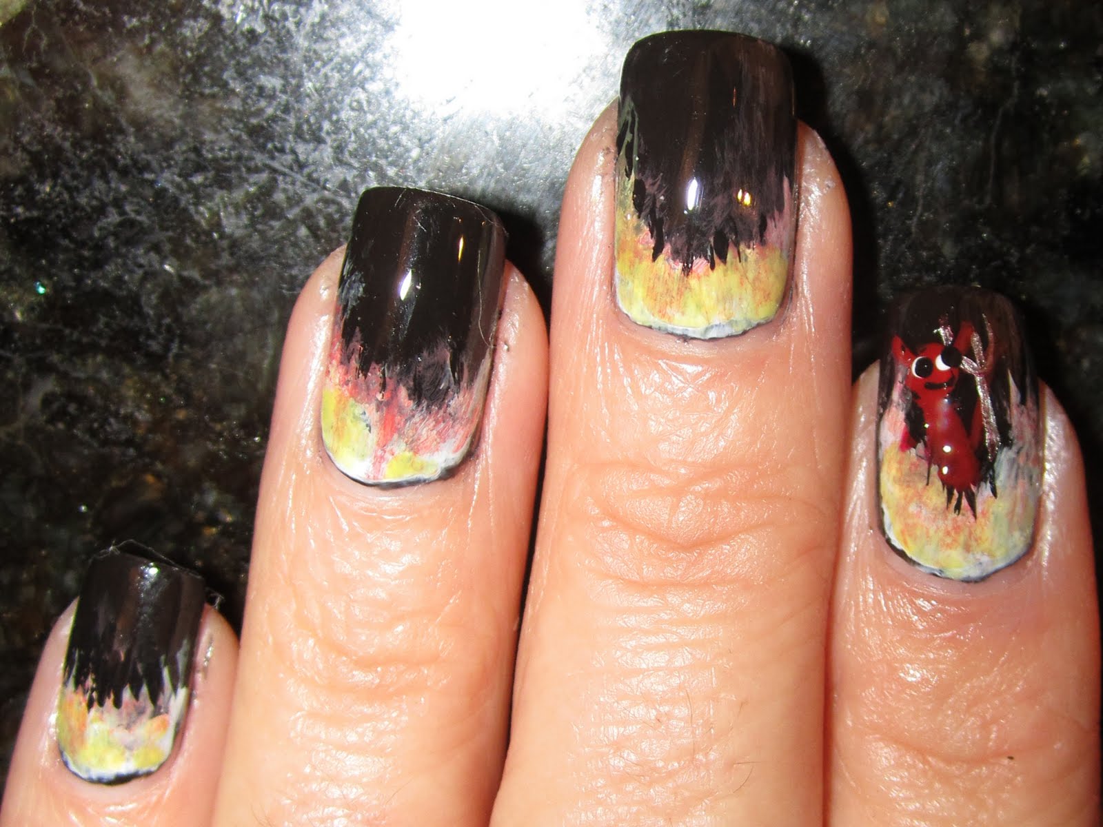 Iceomatic's Nails: Fire Ruffian Manicure With Special Guest Star
