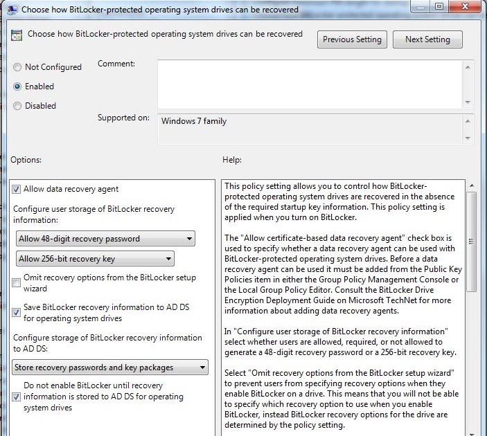 UK Tech Professional: BitLocker and backing up Recovery Keys to AD