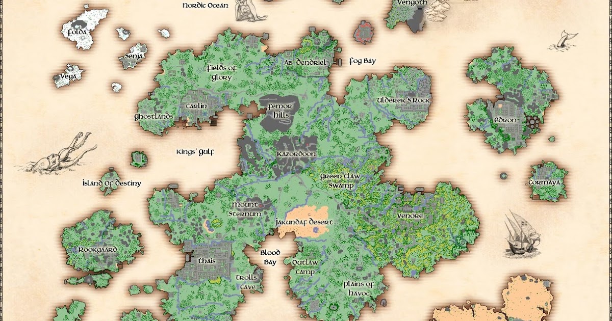 Tibia: Ciudades y lugares