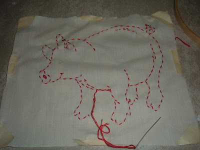 C&G Design: Redwork-Block 1, Pig