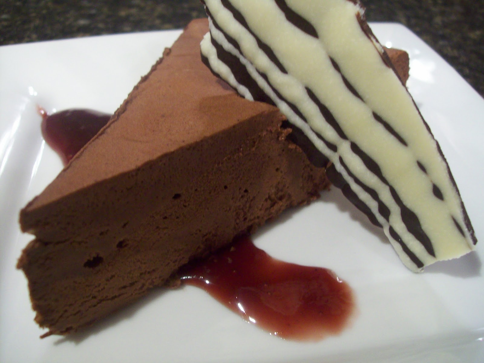 Technically Gourmet: Chocolate Sheba with White and Dark Chocolate Lattice