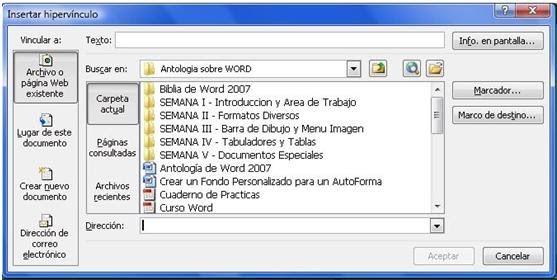 menu insertar de word 2007