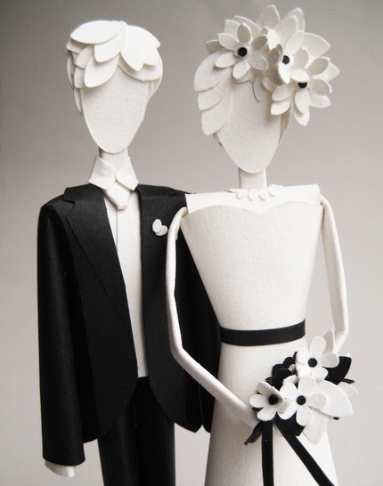 Whimsical Bride and Groom Paper Figures