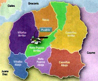 Villalba, Puerto Rico: Mapa de los Barrios de Villalba