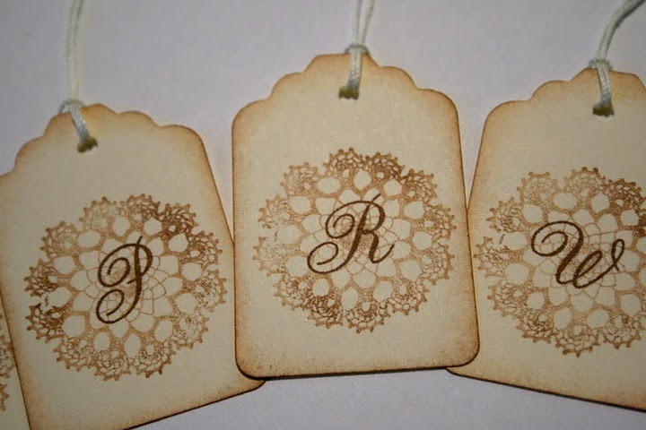Handmade Monogram Hang Tags - Set of 8 - $4.25