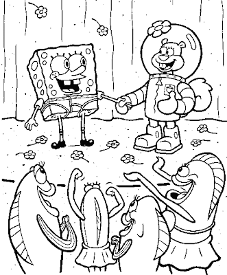 Spongebob and Sandy Shook Hands and Happy for the Victory Together ...