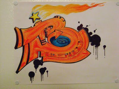 mural graffiti art: Fire Graffiti Letter B "Orange"