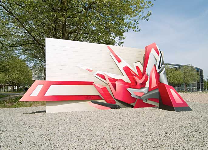 mural graffiti art: Red White Color - 3D Graffiti Design on Board in ...