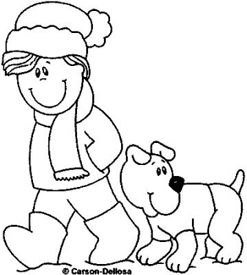 transmissionpress: Boy and His Dog - Kids Coloring Pages