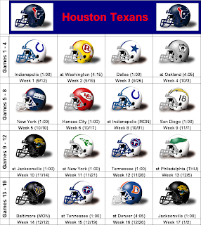 2010 Houston Texans Printable Schedule