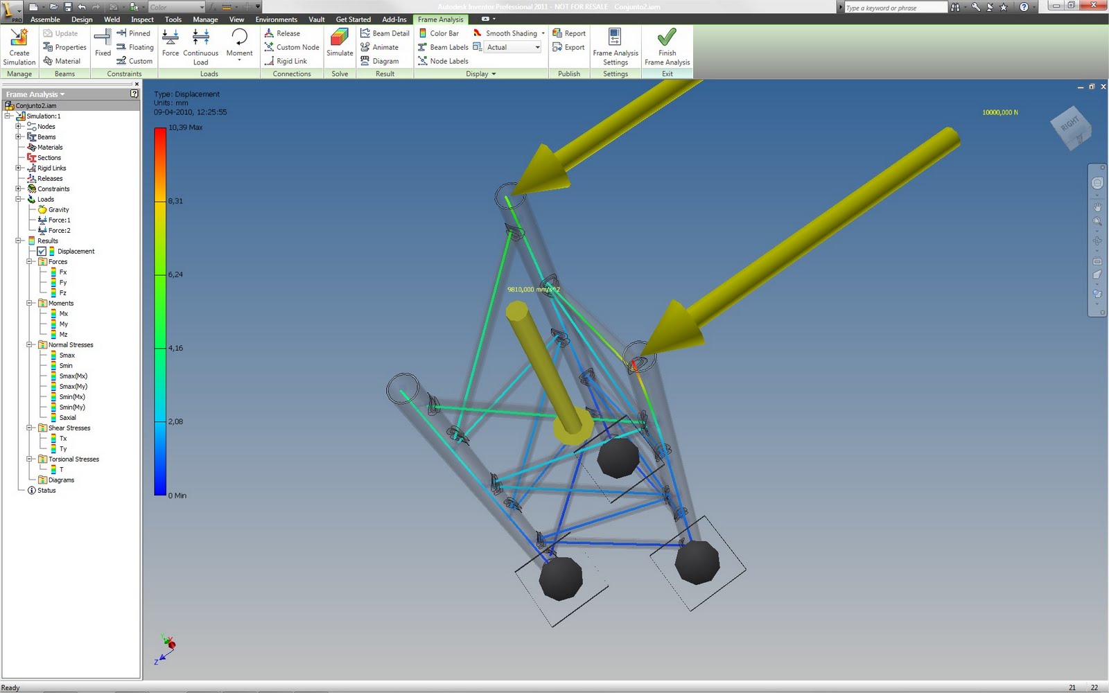 Inventor Portugal: Novidades do Autodesk Inventor 2011 - Frame Analysis